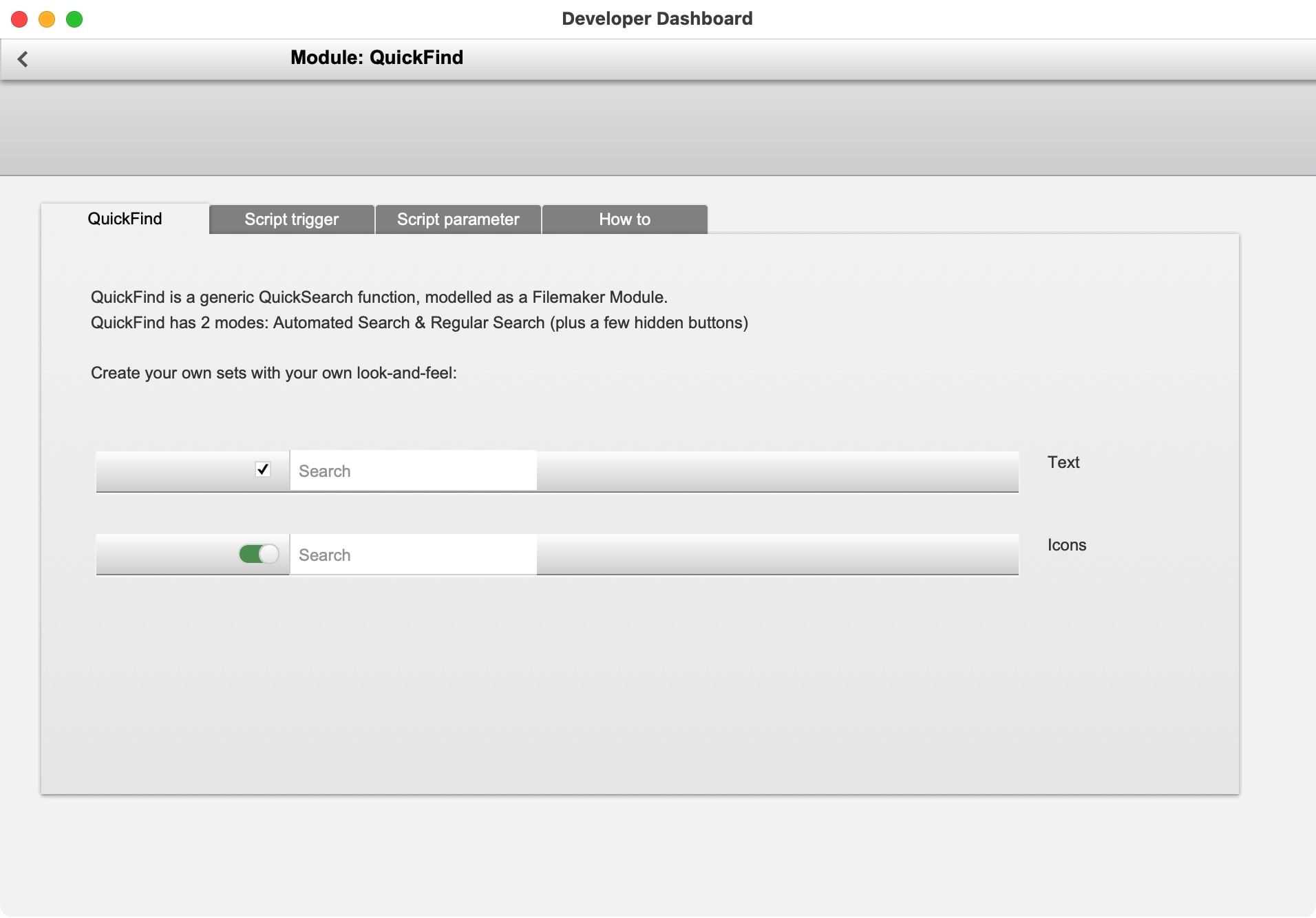 Set up the QuickFind module in FM Starter - FM Starter